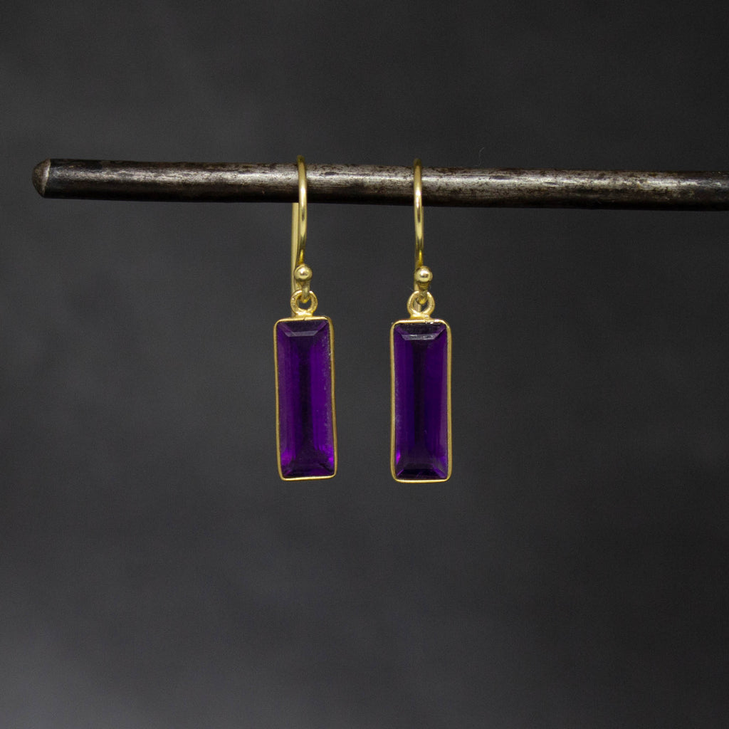 Gemstone and Gold Rectangle Earrings – Beyond Biasa